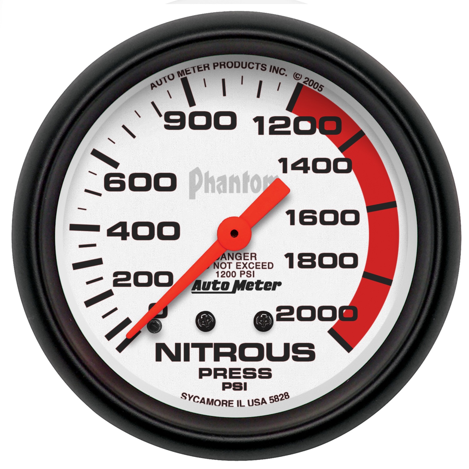 AutoMeter 5828 Mechanical Phantom Nitrous Oxide Pressure Gauge 2000psi ...